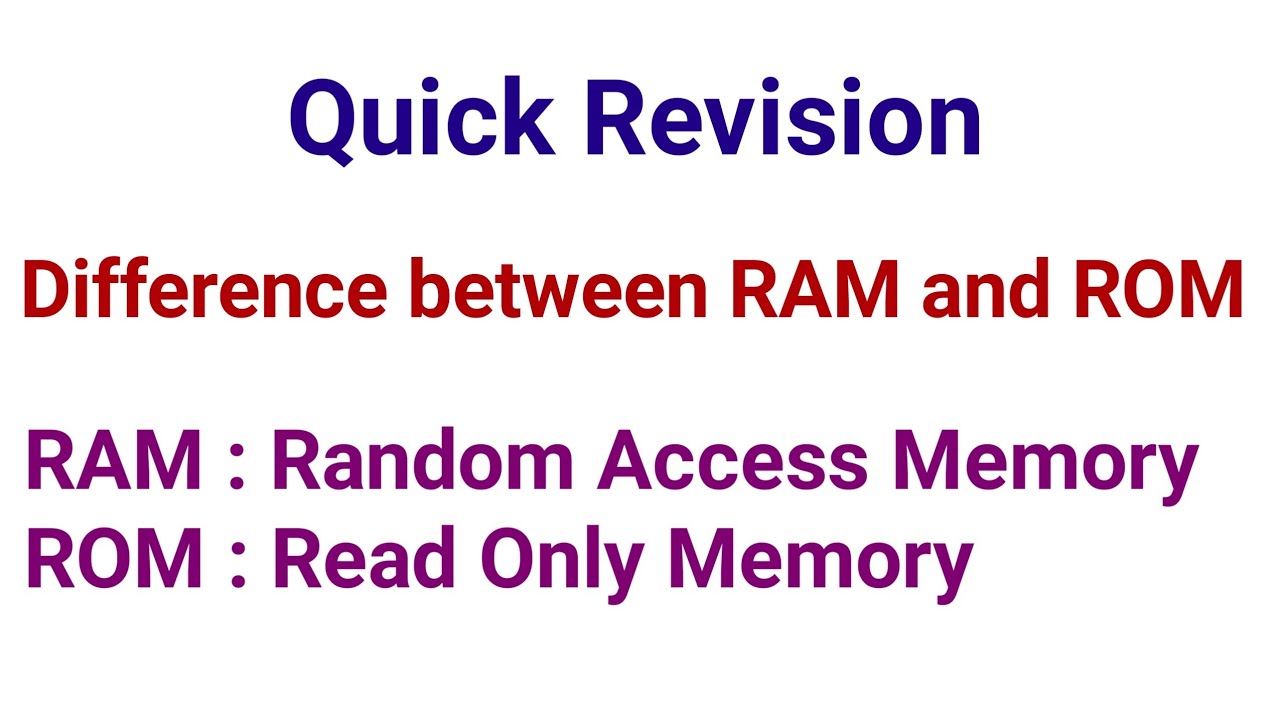 Difference between RAM and ROM | RAM vs ROM - YouTube