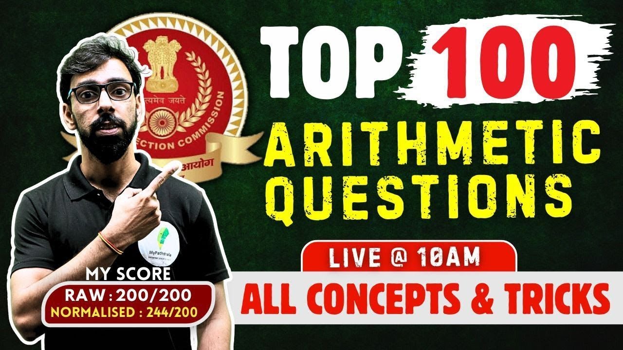 Top 100 Arithmetic Question For All Exam I CGL I CHSL I CPO I Class 02 ...