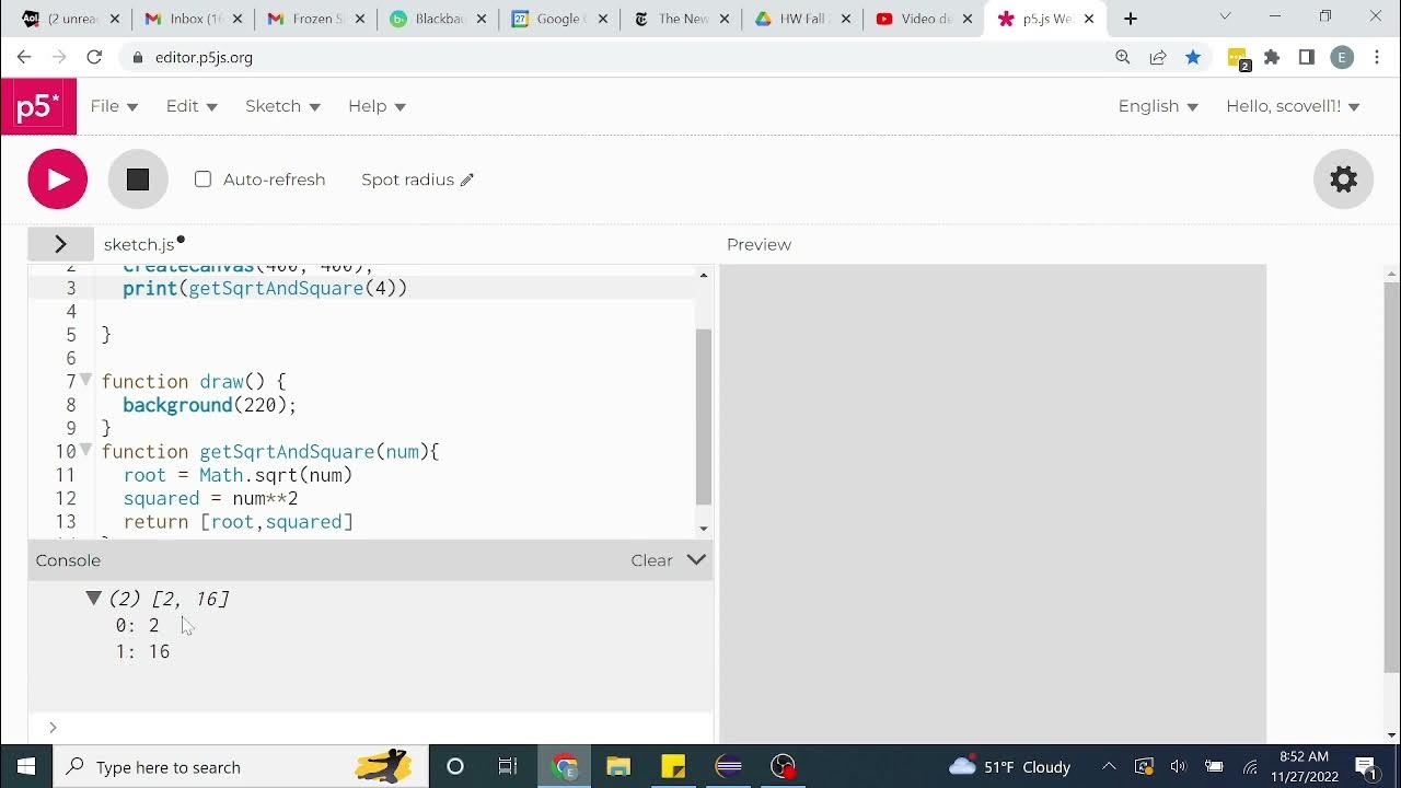 calling functions that return arrays - YouTube