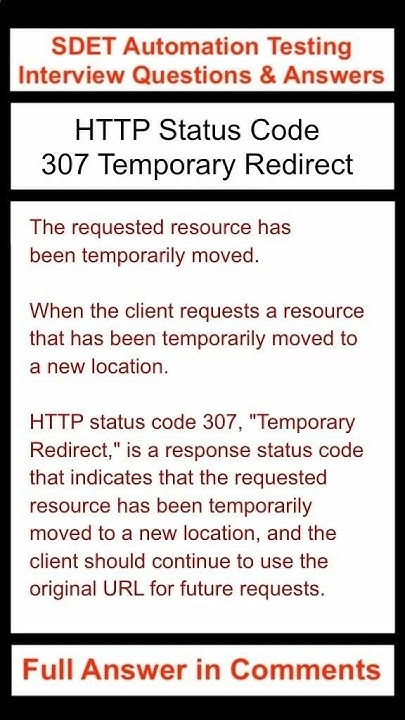 API Testing : HTTP Status Code : 307 Temporary Redirect : SDET ...