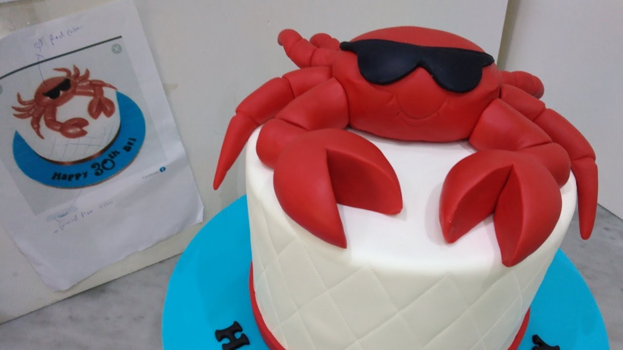 Easy 3D Caricature fondant Crab, Birthday Cake Topper - YouTube