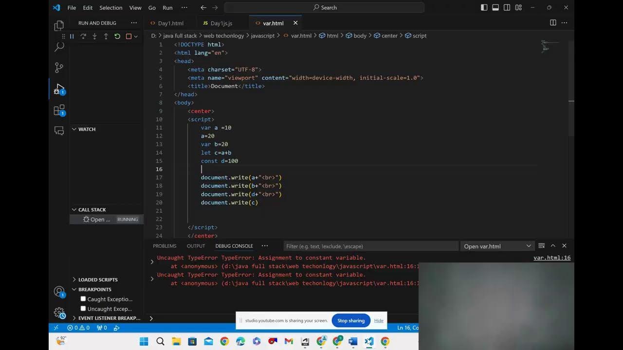 Day1 javascript - YouTube