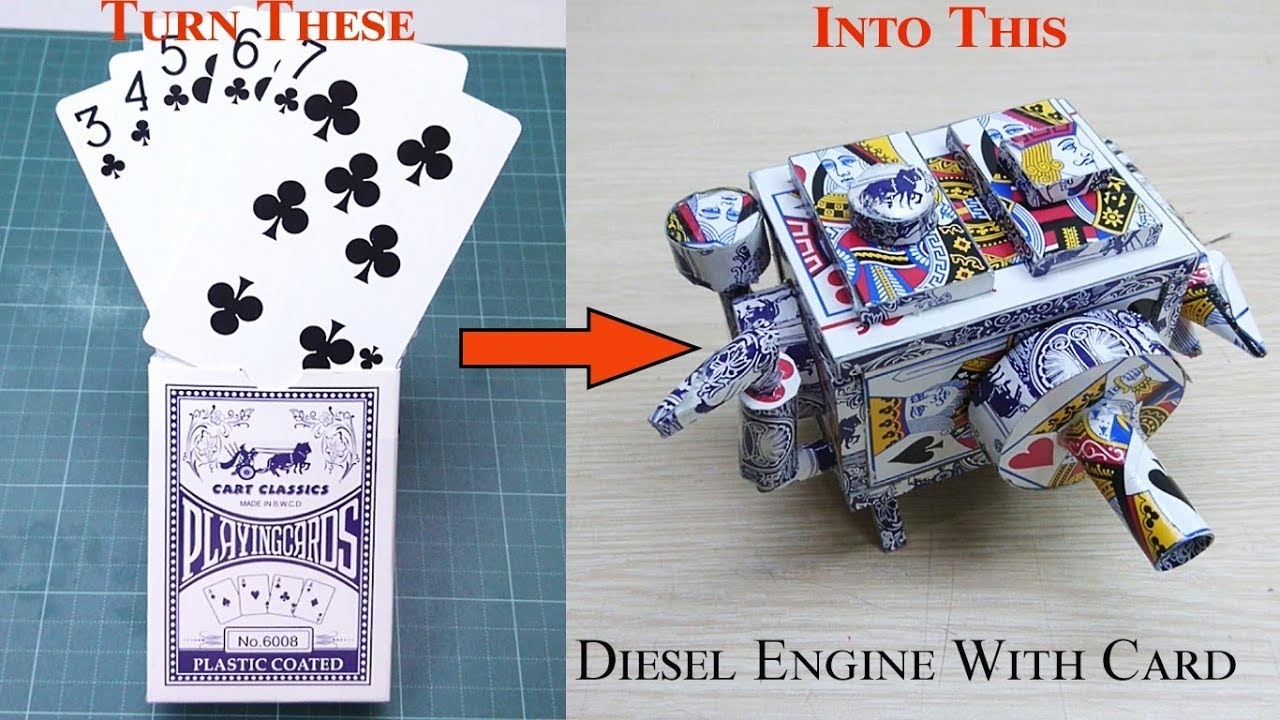 How To Make Miniature Diesel Engine With Playing Card | Recycle Waste ...