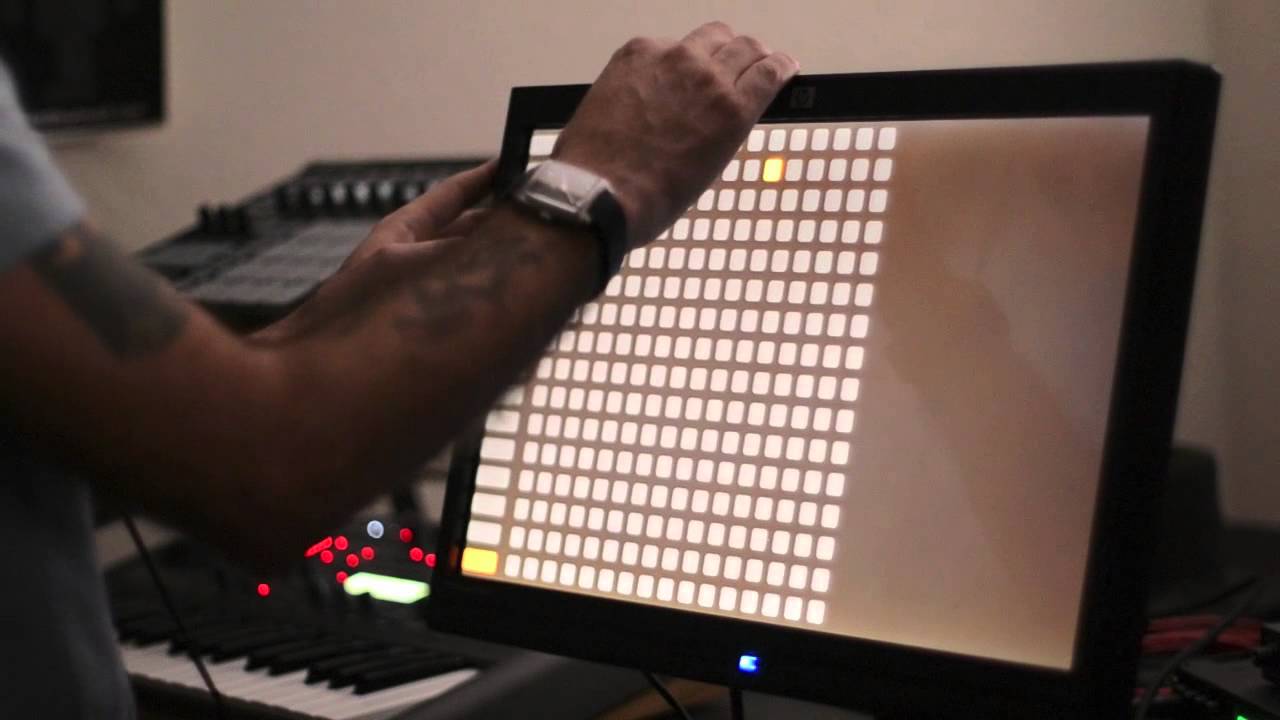multi-touch monitor emulation of monome driving mlr - YouTube