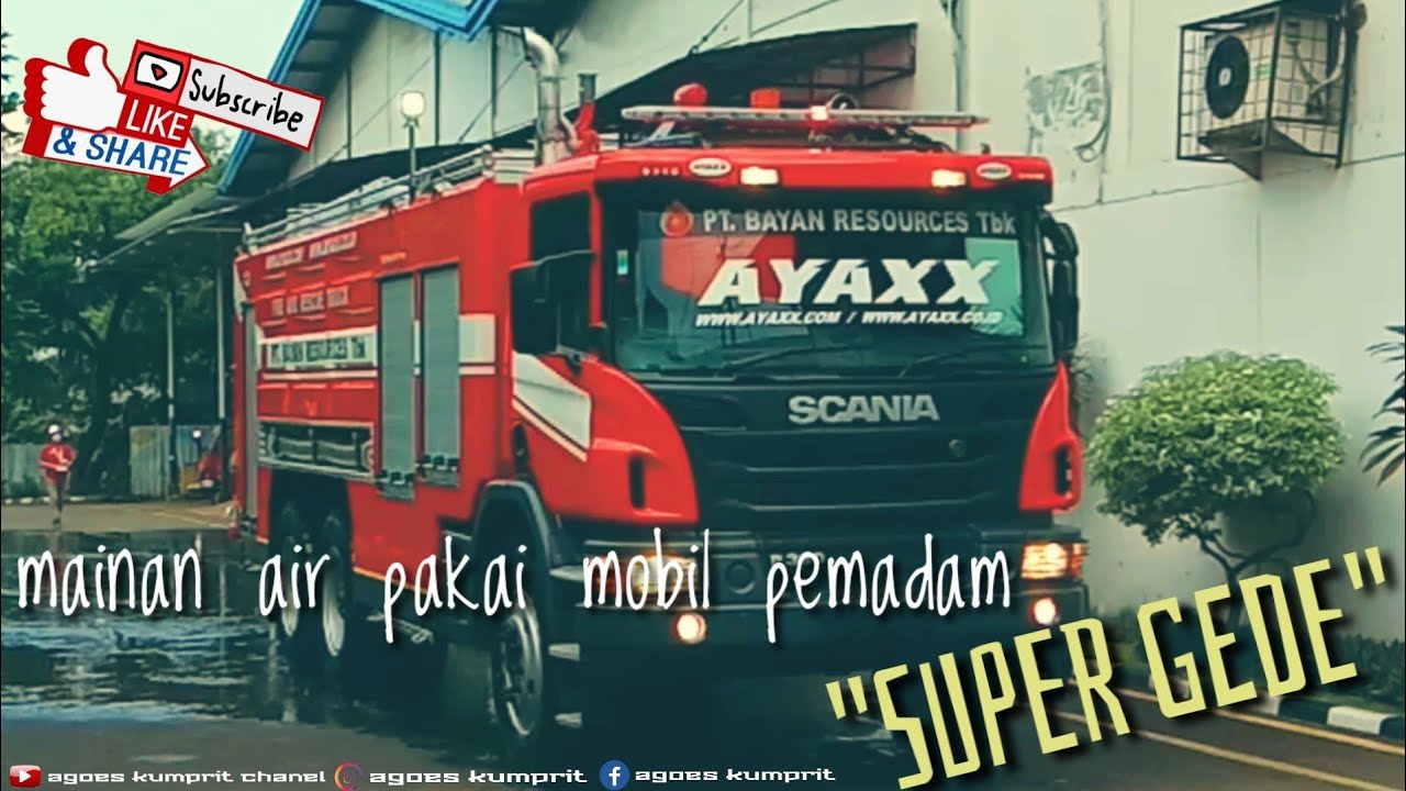 mainan air pakai MOBIL PEMADAM Super GEDE !!! - YouTube
