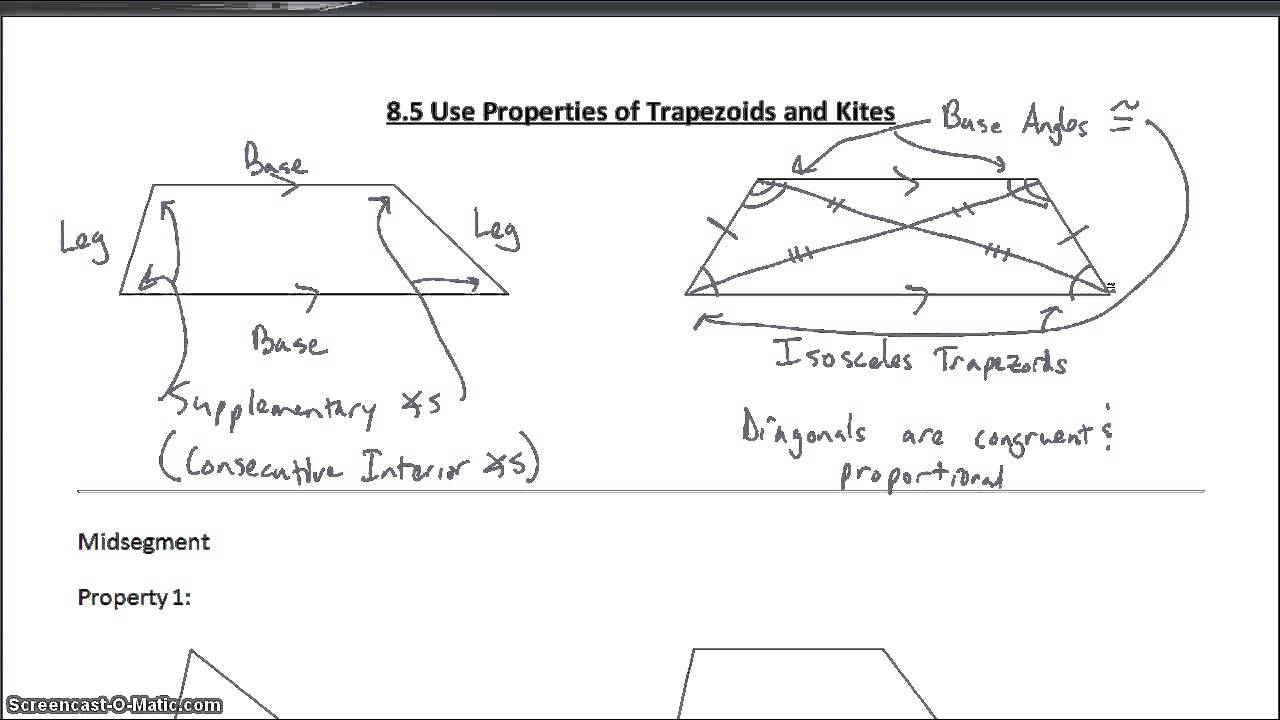 8.5 Use Properties of Trapezoids and Kites - YouTube