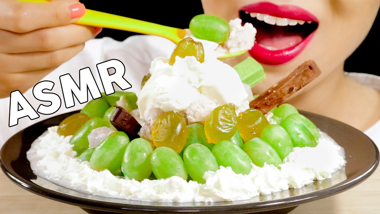 ASMR GRAPE SHAVED ICE DESSERT BINGSU 청포도빙수 먹방 Eating Sounds Mukbang ...