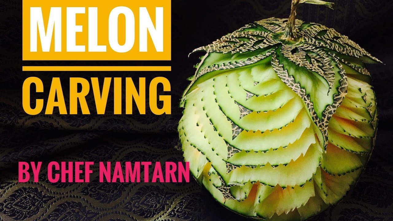 How to carving simple design in melon By chef Namtarn - YouTube