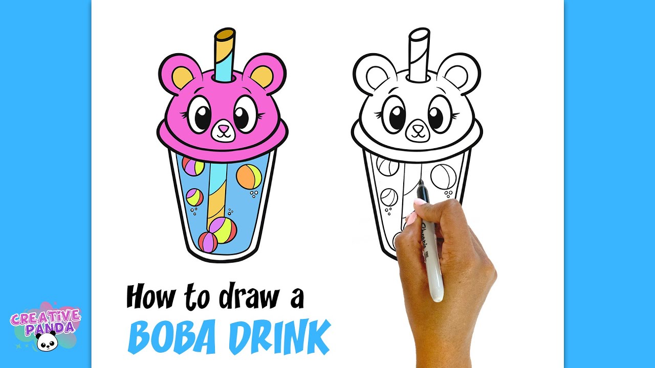 How to Draw a Boba Drink in a few Easy steps | Learn Creative Drawing ...