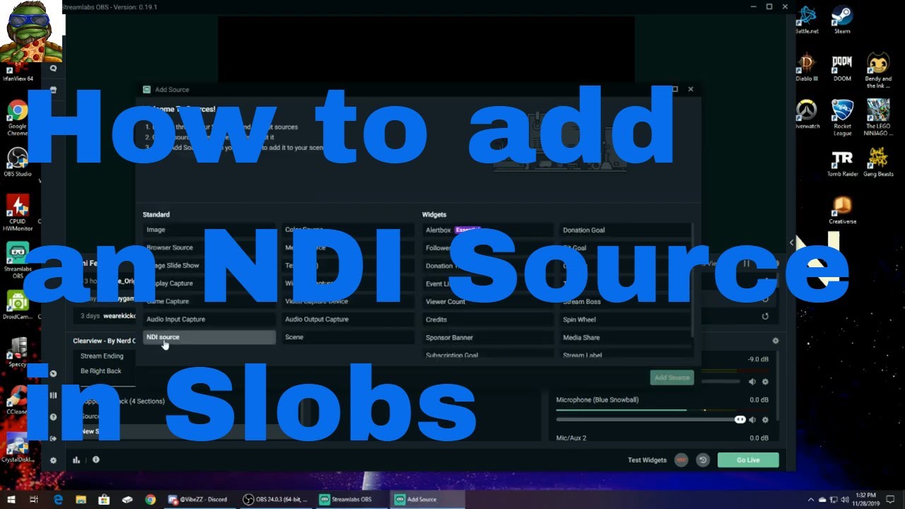 How to add a Ndi Source to slobs - YouTube