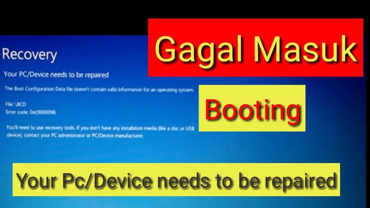 Cara Mengatasi Windows gagal Booting - YouTube