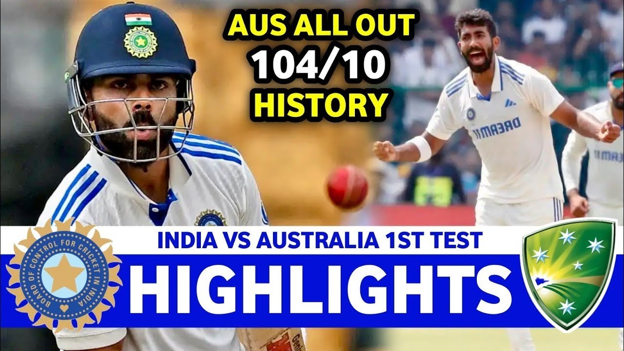 INDIA vs AUSTRALIA 1ST TEST 2024 highlights DAY-1 |IND vs AUS today ...