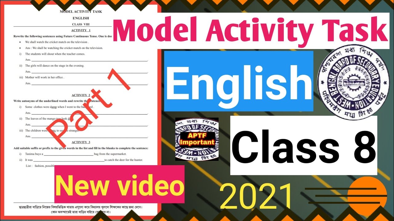 Class 8 | English | Model Activity Task | 2021 | Model Activity Task ...
