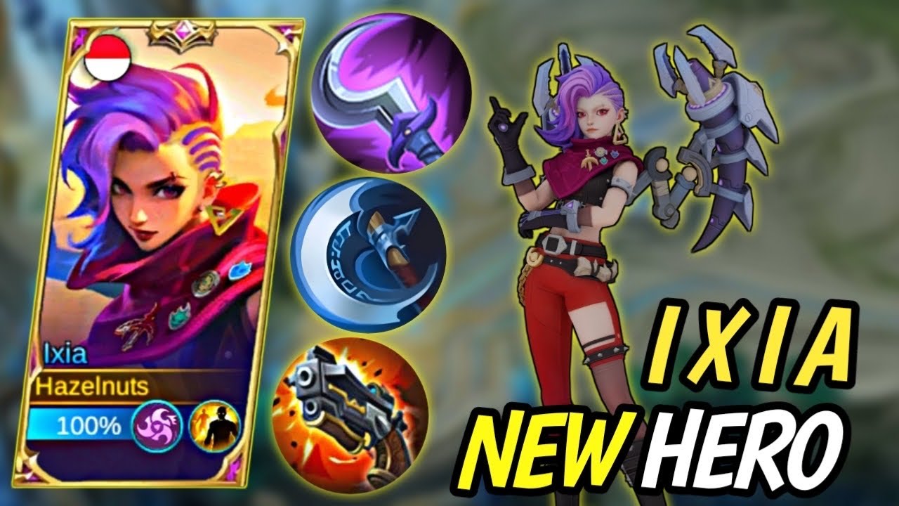 NEW HERO IXIA. IXIA BEST BUILD & EMBLEM 2023! DAMAGE SO BRUTAL | Mobile ...
