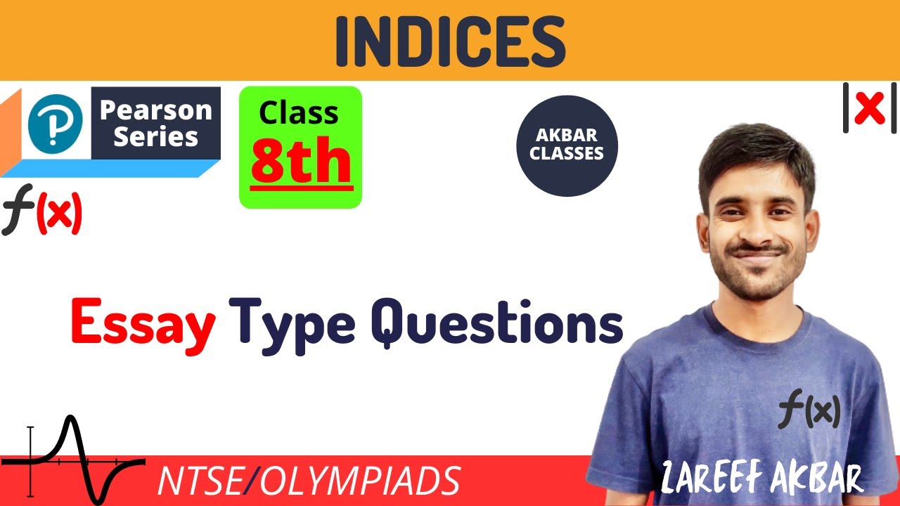 Class 8 Pearson IIT Foundation Series | Indices | Essay Type Questions ...