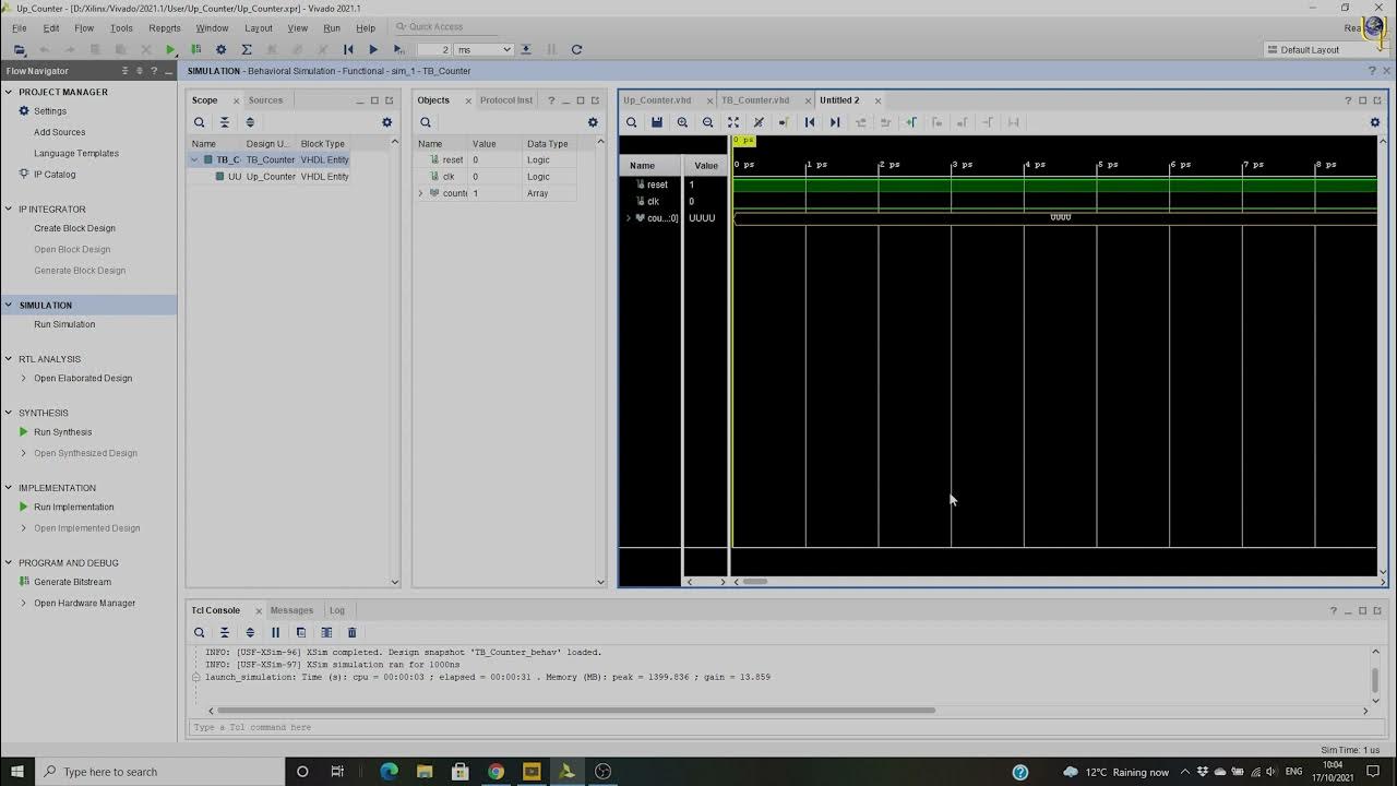 Counter and Testbench| VHDL codes|Xilinx Vivado - YouTube