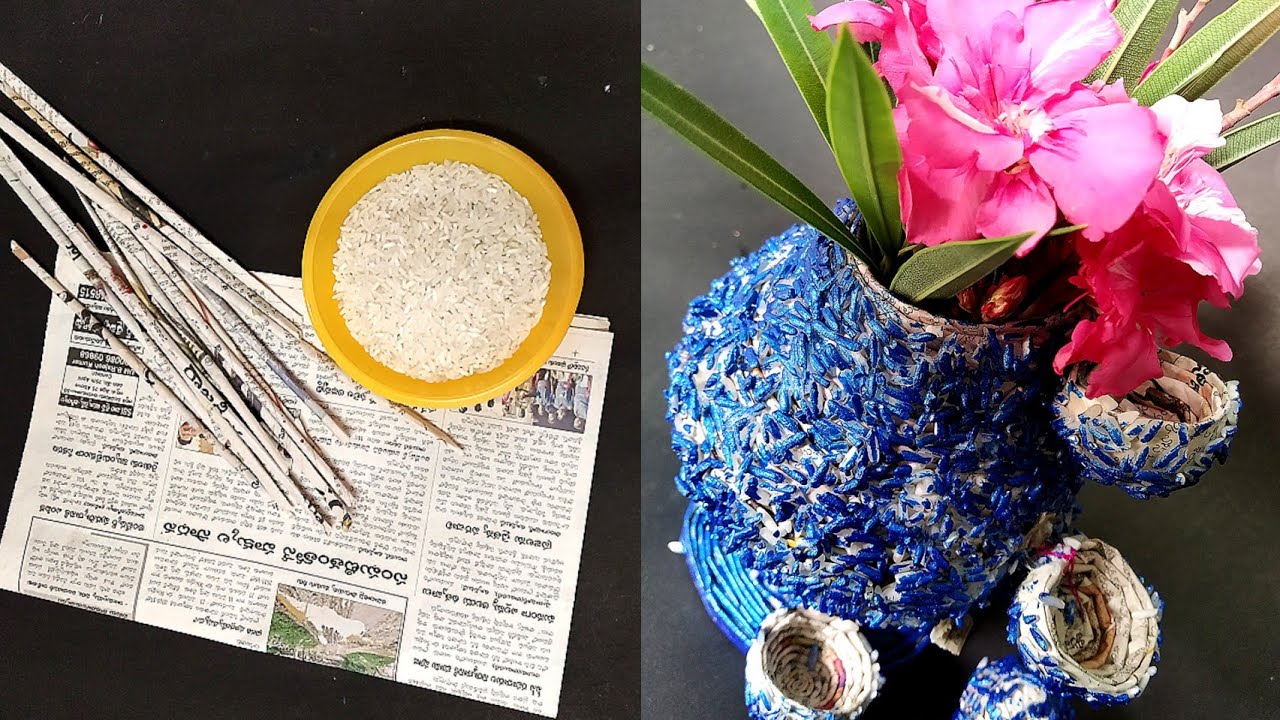Newspaper Craft Idea || Newspaper Flower vase || Flower Vase Craft Idea ...