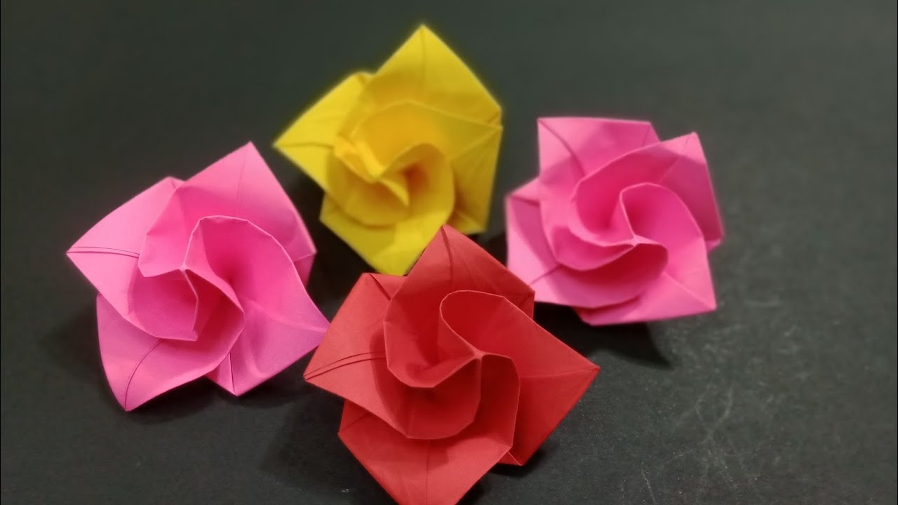 cara mudah membuat origami bunga rose (easy way to make origami rose ...