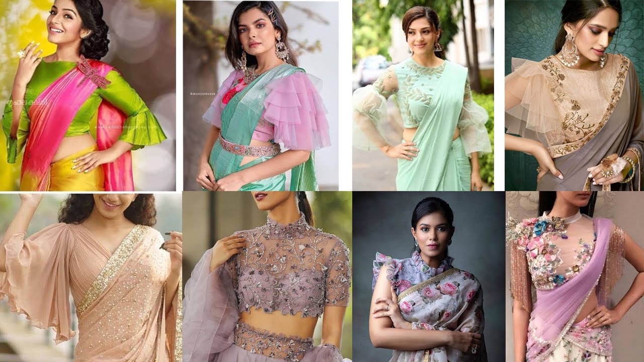 Latest ruffle blouse designs || Ruffle sleeve blouses designs for ...