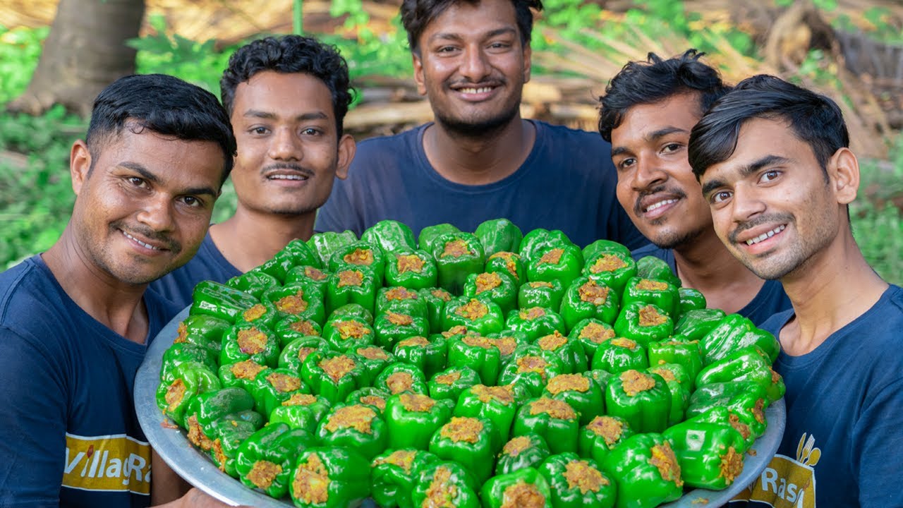 STUFFED CAPSICUM | Bharela Capsicum Marcha Nu Shaak | Village Rasoi ...
