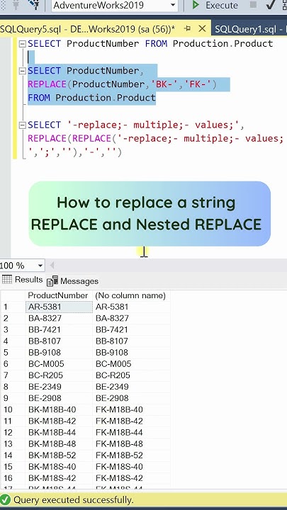 SQL tricks | Learn SQL in tamil | #shorts | Replace in SQL | String functions in SQL #sql - YouTube