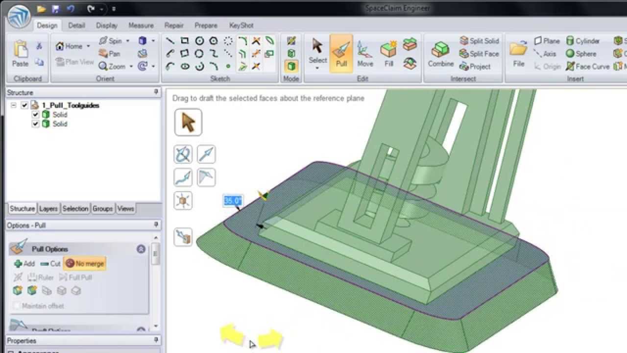 SpaceClaim Pull Tool Guides Intermediate Tutorial - YouTube