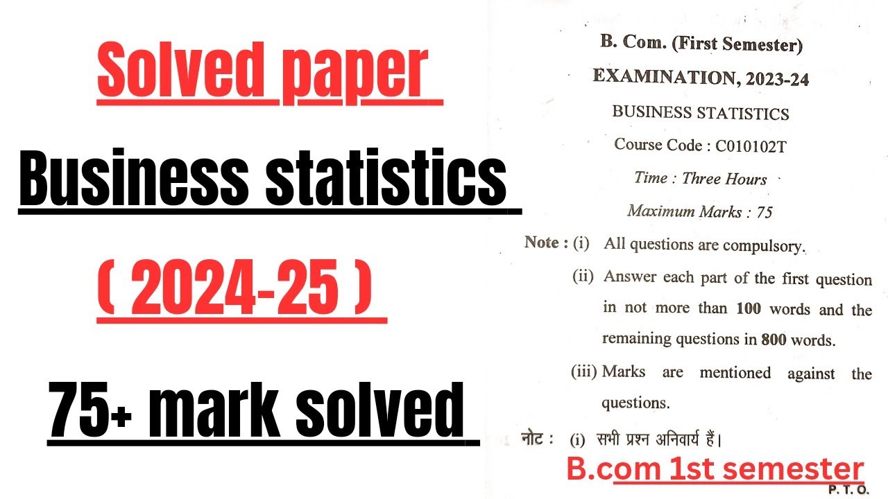 B.com 1st year semester 1 business statistics paper solution|| solved ...