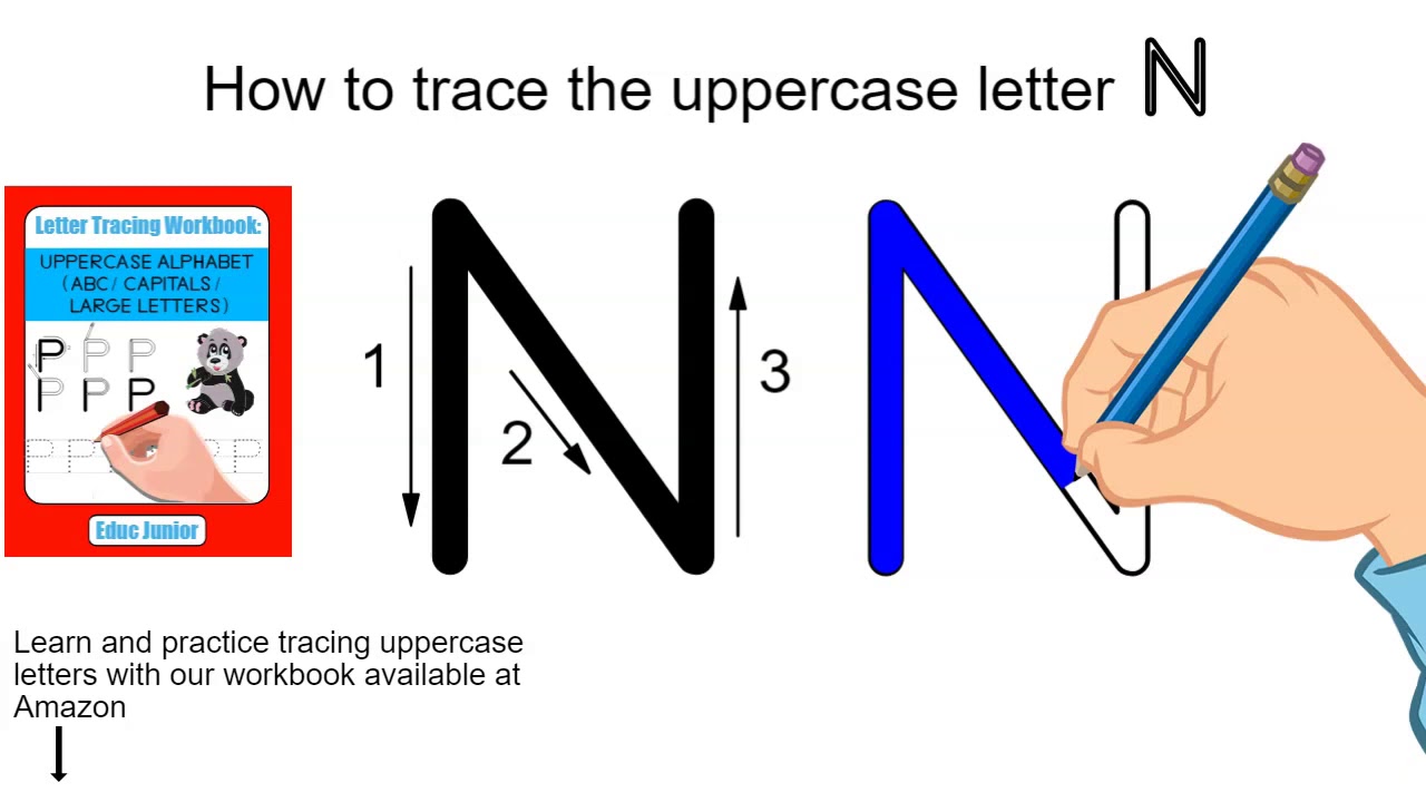 How to trace the uppercase letter N - YouTube
