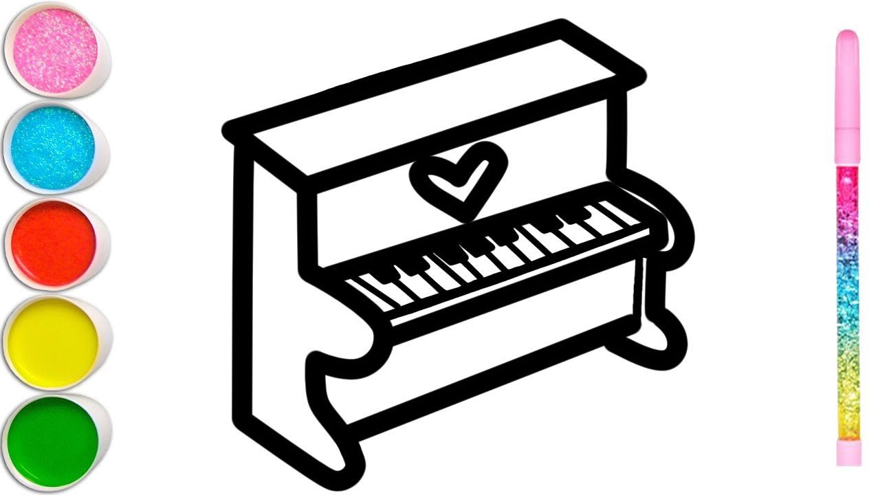 Cara menggambar piano untuk anak-anak/How to draw a piano for children ...