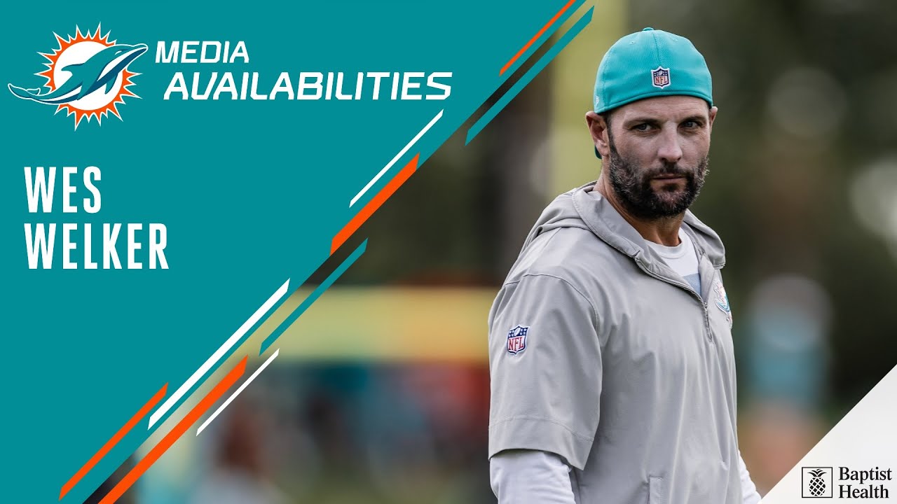 Wide Receivers Coach Wes Welker meets with the media | Miami Dolphins ...