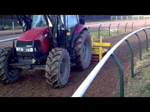 PLATTS gallop harrow for woodchip horse gallops. - YouTube