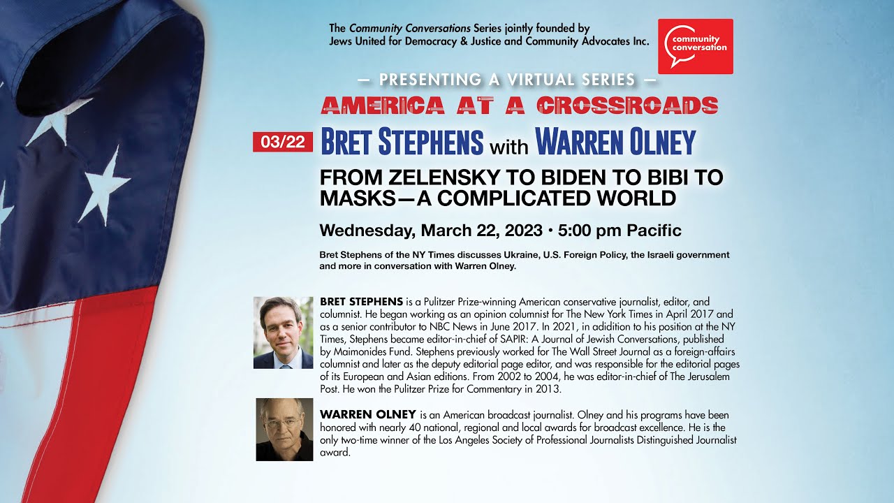 Bret Stephens with Warren Olney | America at a Crossroads - YouTube