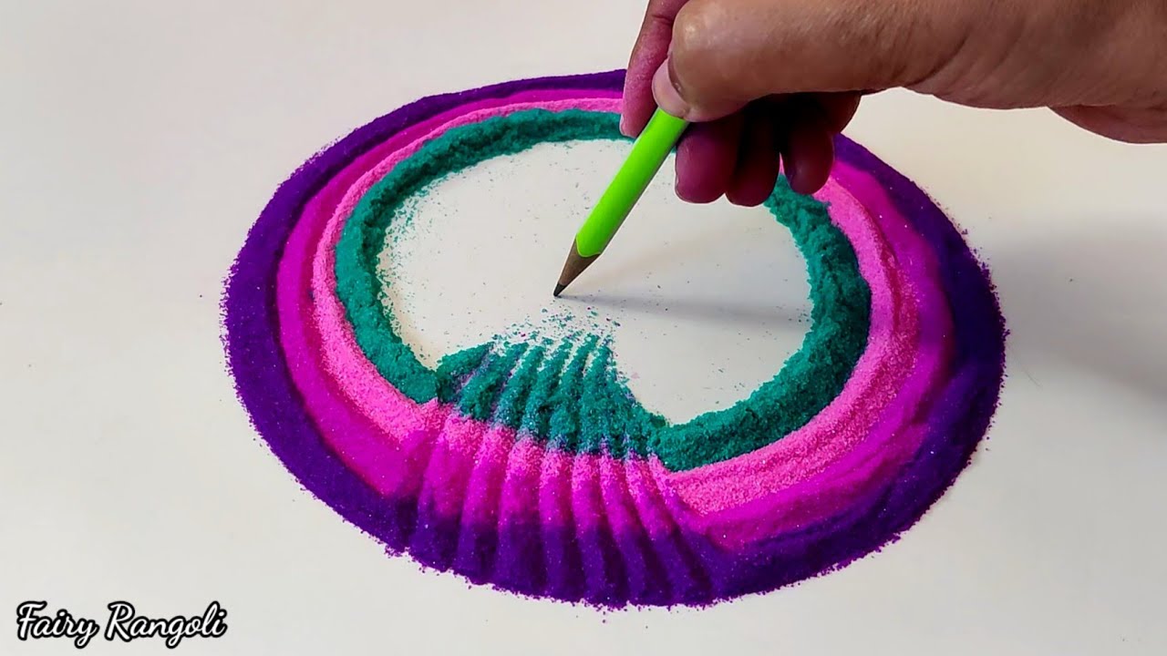 Unique circle Rangoli design ! Simple kolam design ! Easy design ...