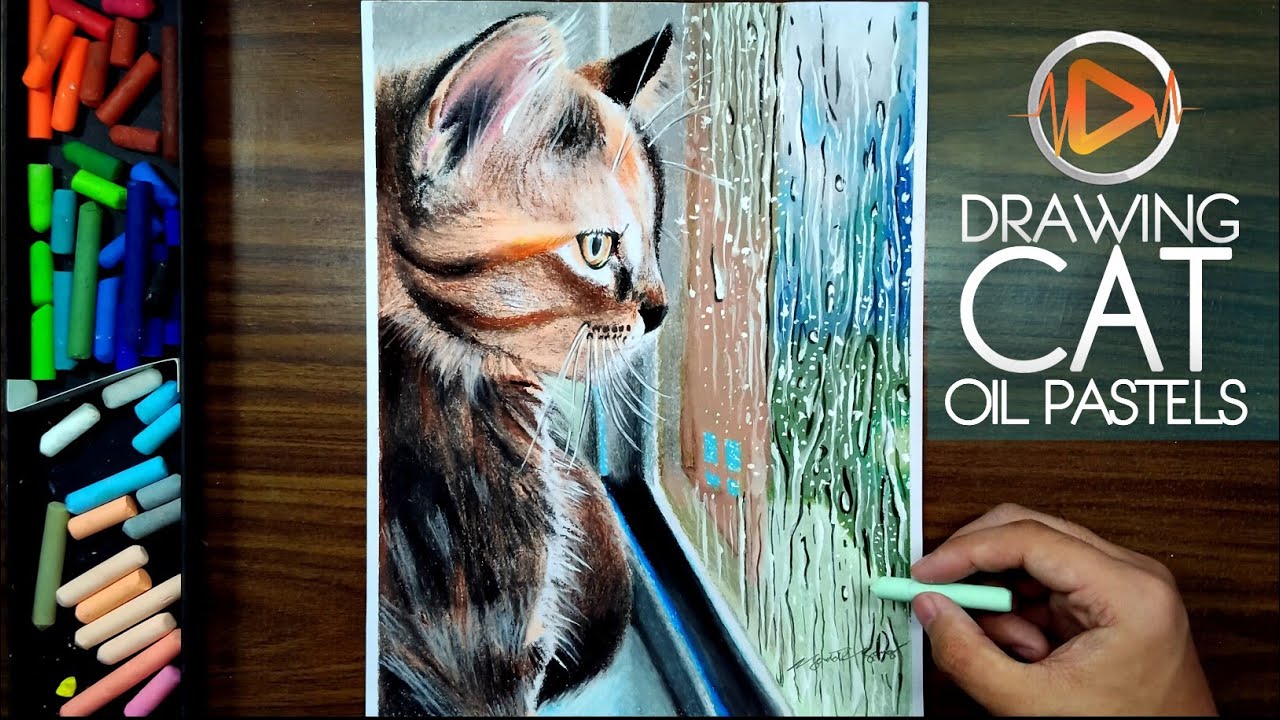 How to Draw a Cat with an Old Oil Pastel for beginners (Tagalog ...