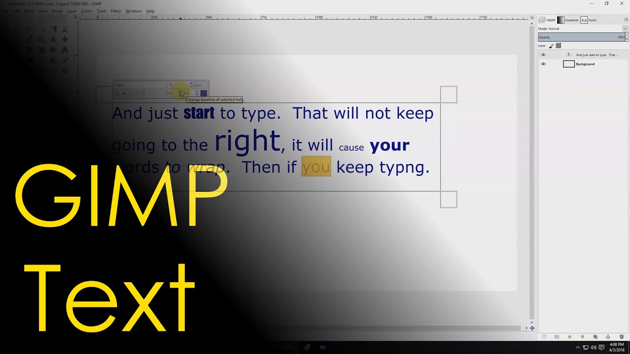 GIMP Text - YouTube