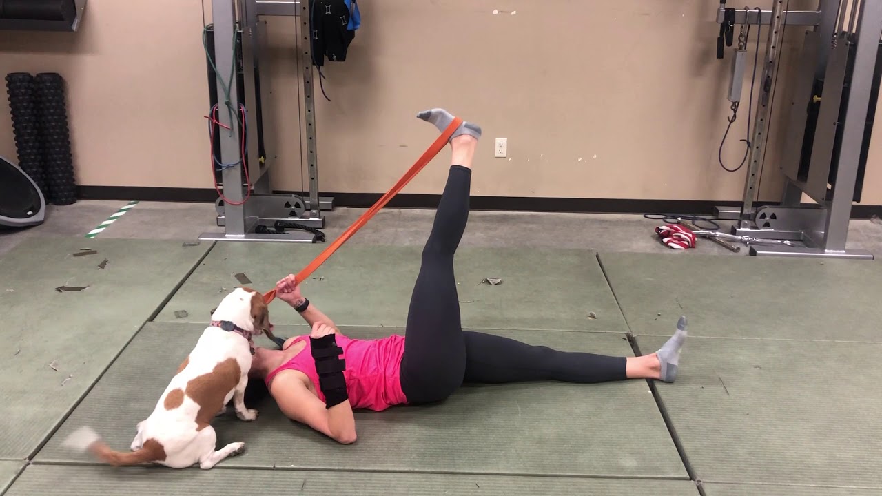 Supine Banded Hamstring 3-way Stretch - YouTube