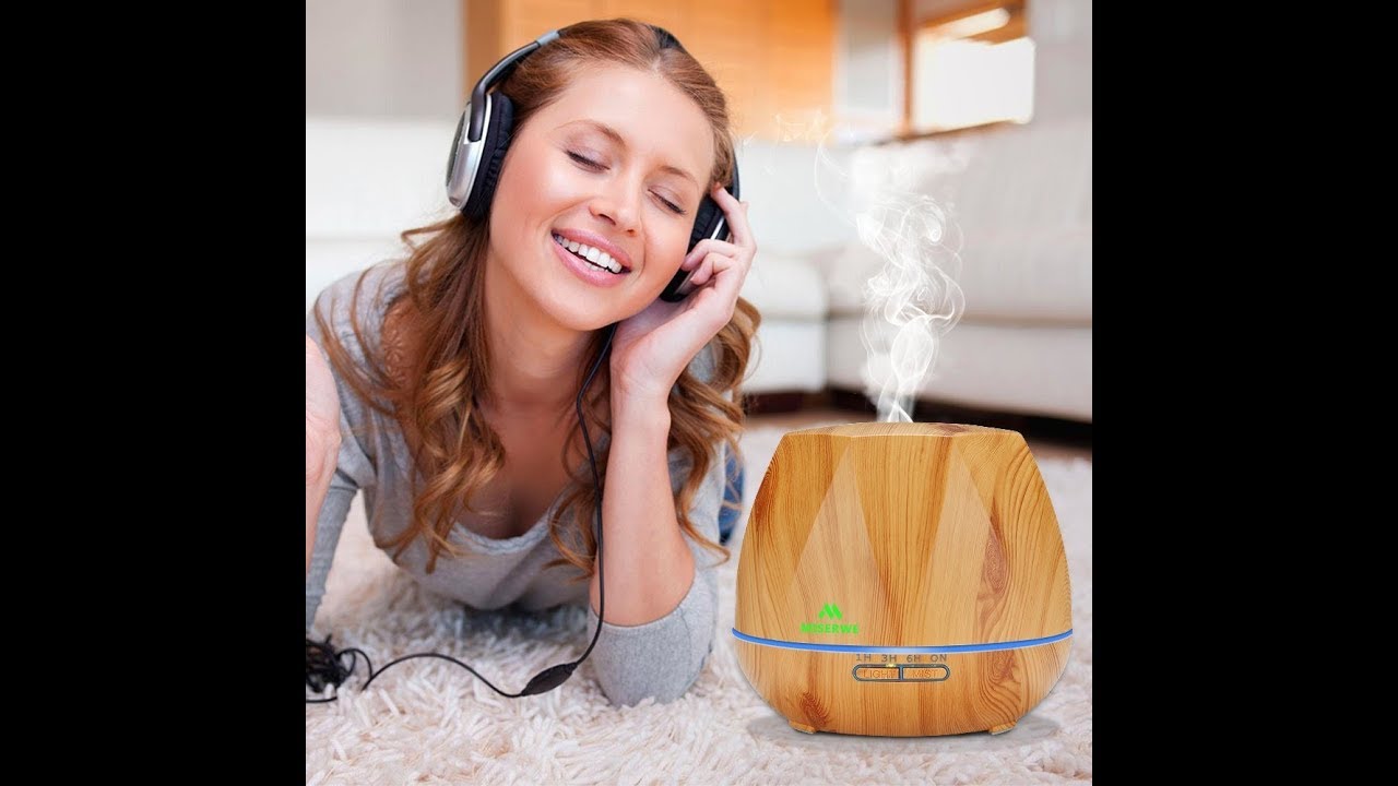 Miserwe 550ML Ultrasonic Humidifier Essential Oil Diffuser - YouTube