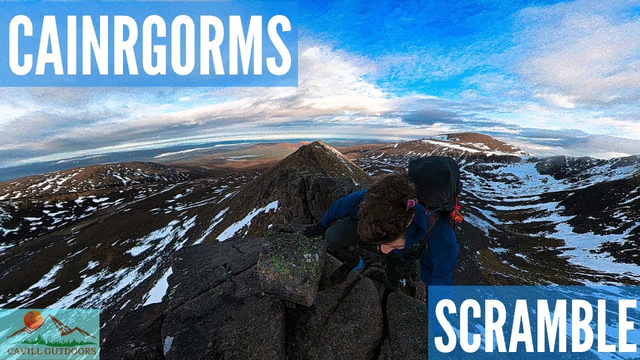 Fiacaill ridge and Diagonal Gully in the Cairngorms. Filmed on an ...