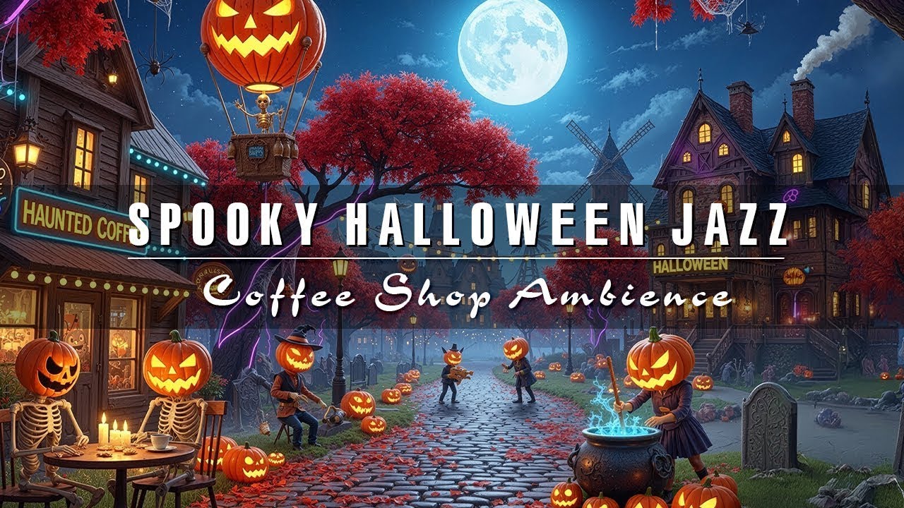 Spooky Halloween Jazz 🎶 Cozy Ambience with Smooth Jazz & Fire Sounds ...