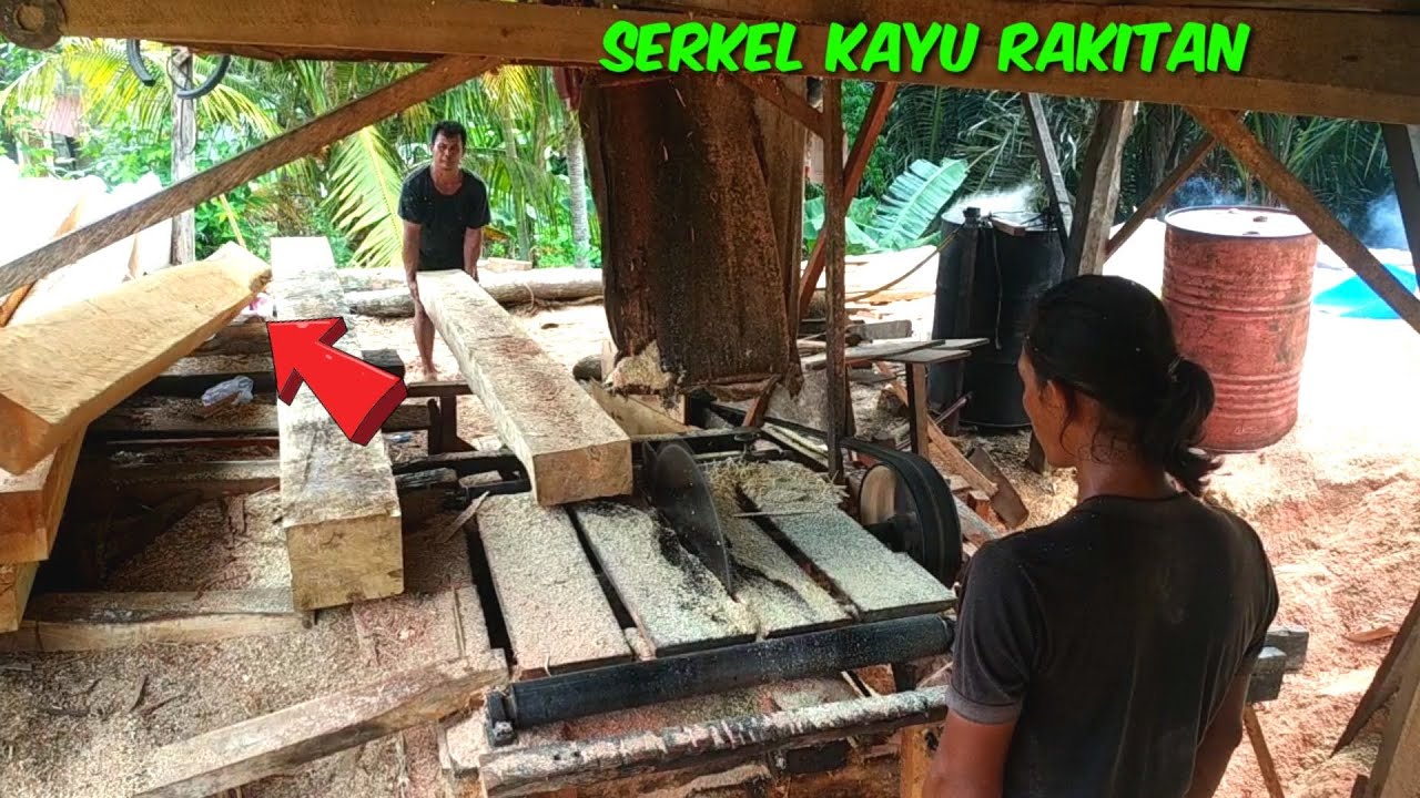 serkel kayu table saw rakitan mesin diesel 22 pk tes rajang balok kayu ...