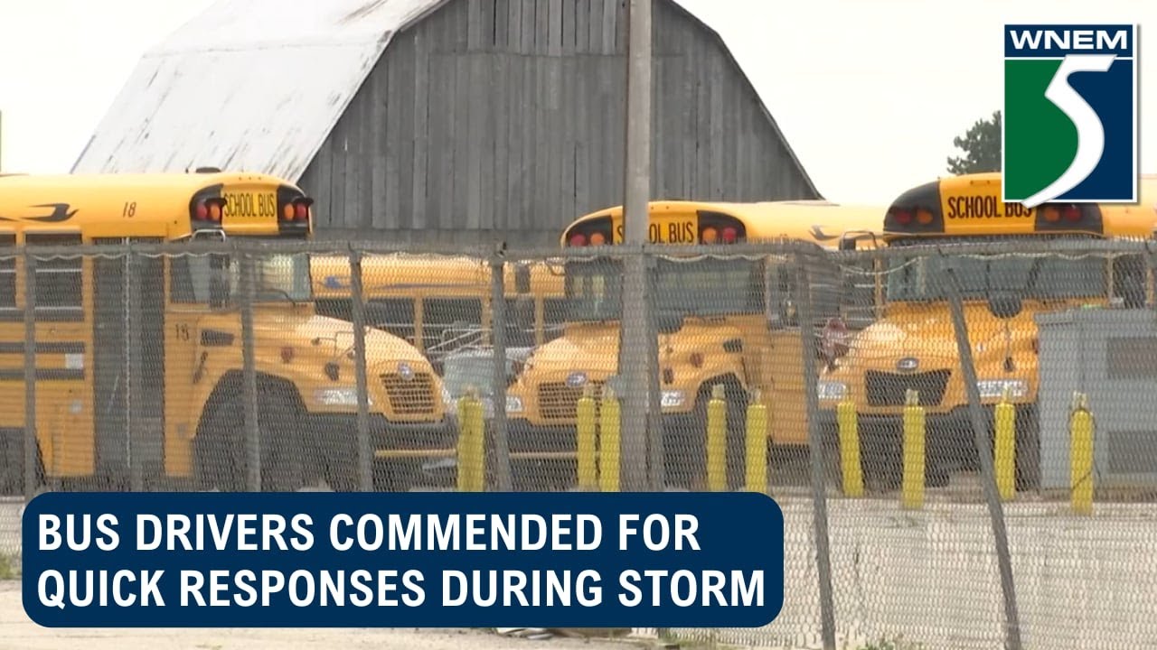 Bus drivers commended for quick responses during storm - YouTube