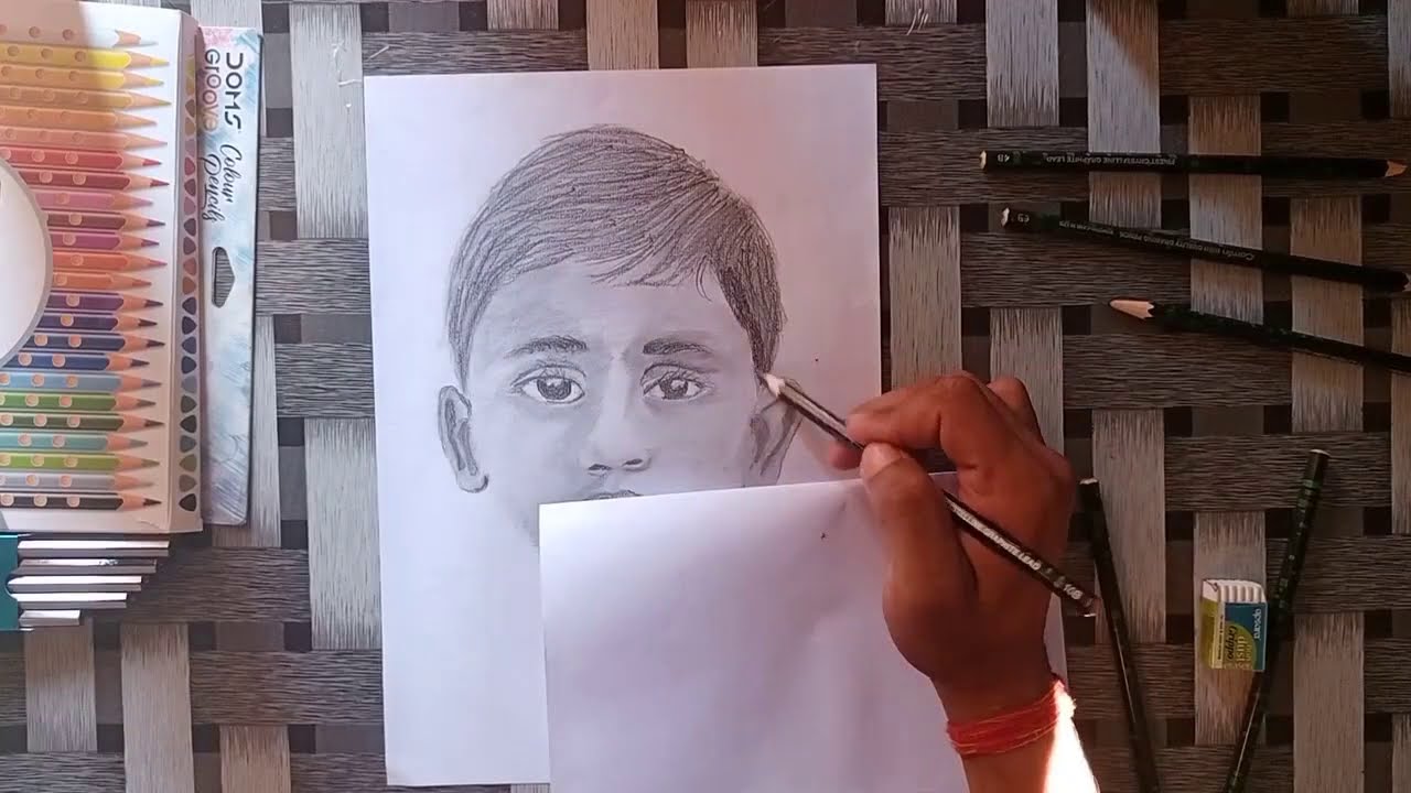 Realistic pencil drawing of cute boy || Portrait by Rahul || - YouTube
