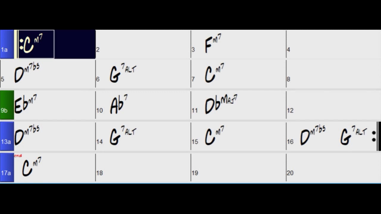Blue Bossa C 100bpm - YouTube