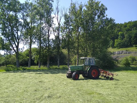 Heu machen 2022:  Wiese kreiseln mit Fendt Farmer 305 LS und Fahr KH 40 Kreiselheuer