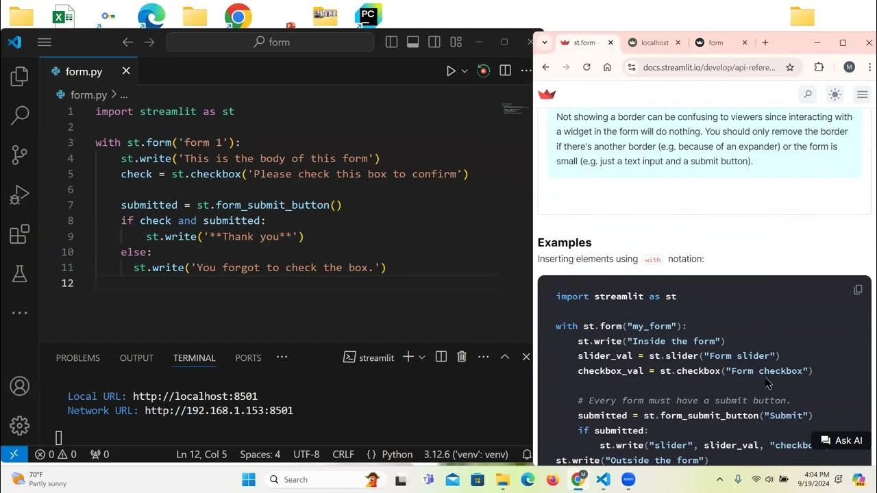 How to create a form in Streamlit with a checkbox and submit button. - YouTube