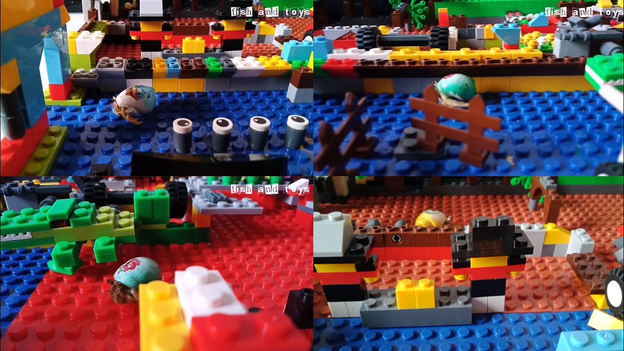 hewan lucu balapan trek mainan lego - YouTube
