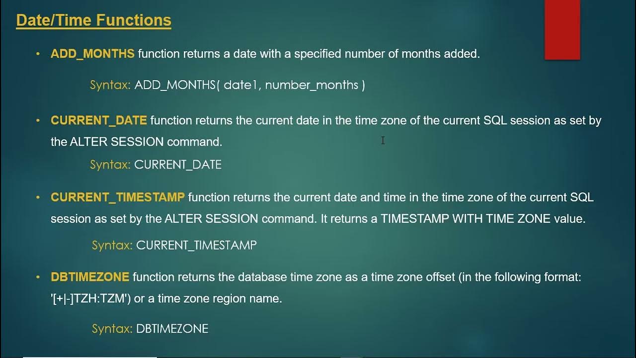 Date and time functions in oracle SQL - YouTube