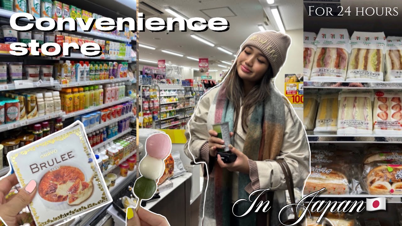 24 hours eating at Japanese Convenience store! - YouTube