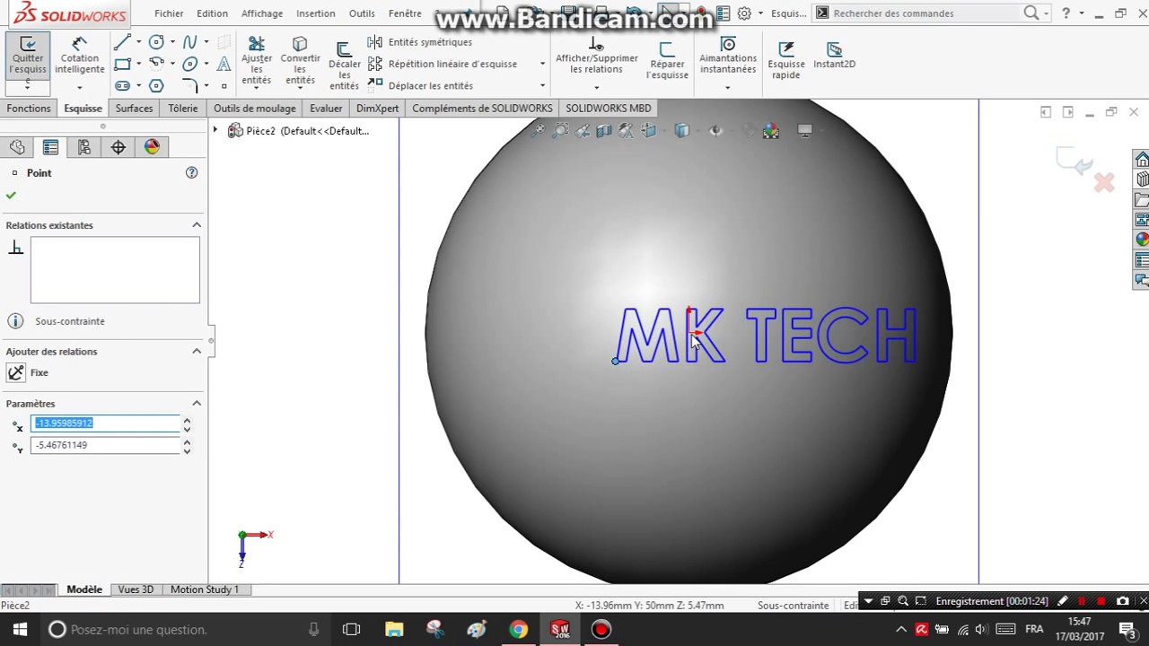 SOLIDWORKS- écrire sur une sphère - YouTube