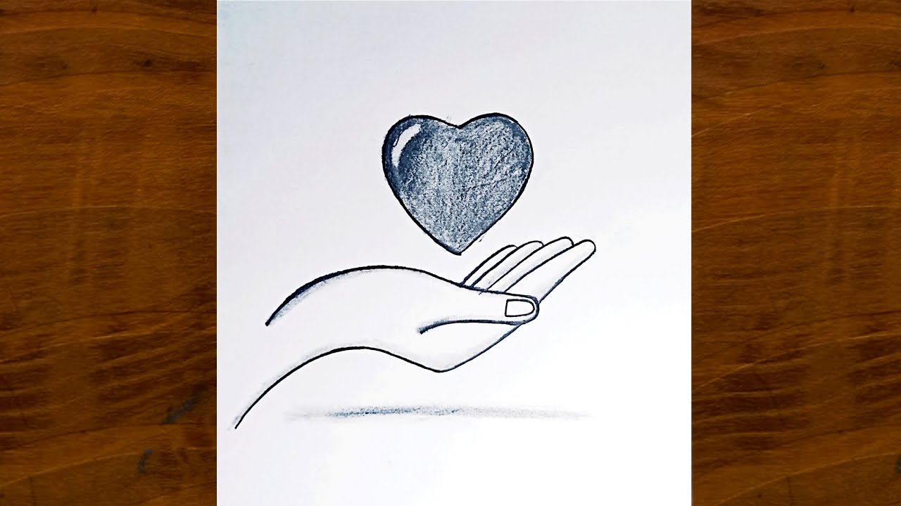 How To Draw A Hand With Heart || Hand With Heart Easy Drawing || Step ...